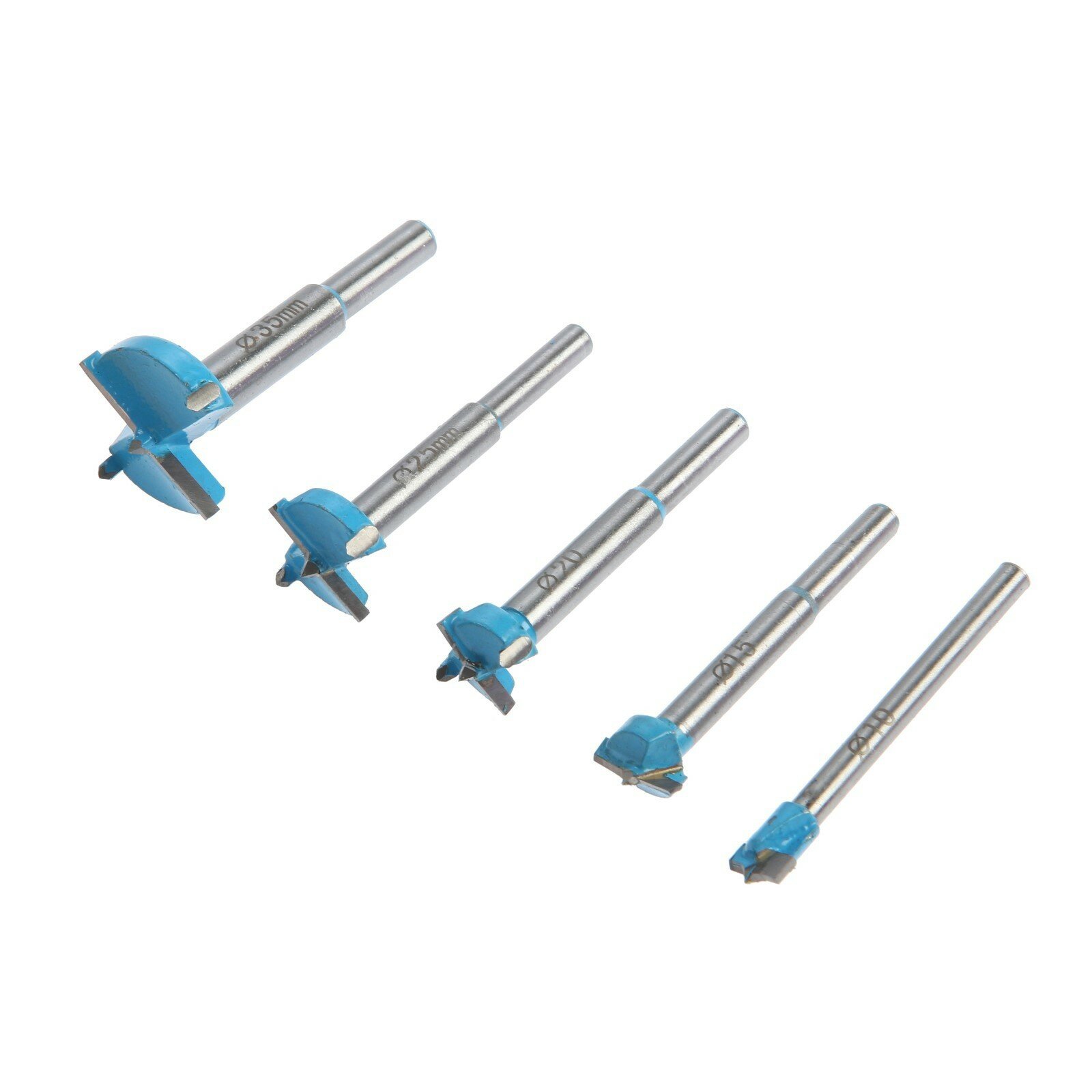 Набор сверл Форстнера тундра, твердосплавные пластины, цилиндр. хвост, 10-15-20-25-35 мм, 6870930