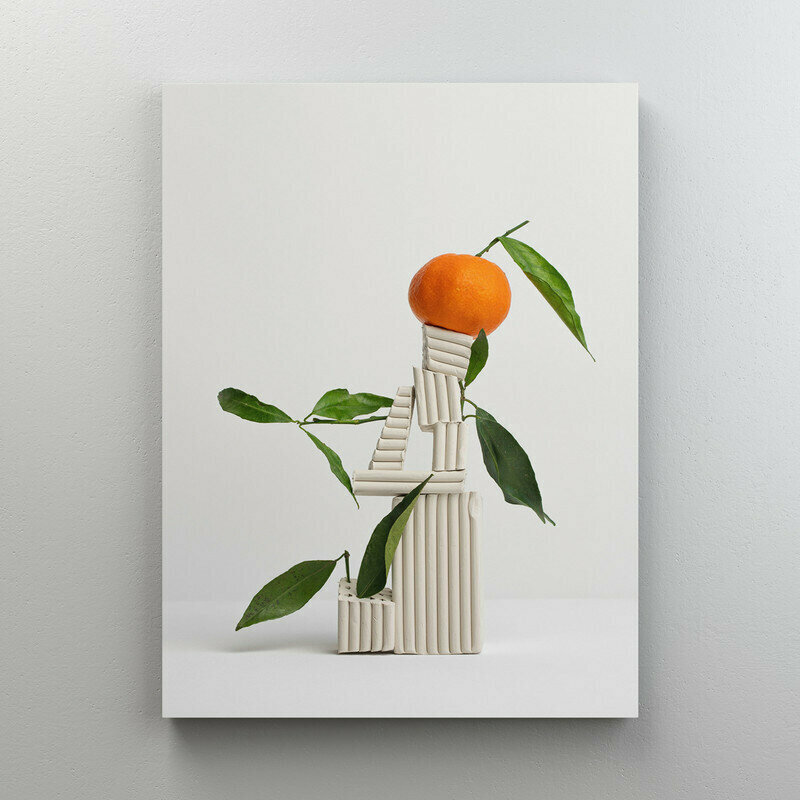Интерьерная картина на холсте "Натюрморт - мандарин", размер 22x30 см