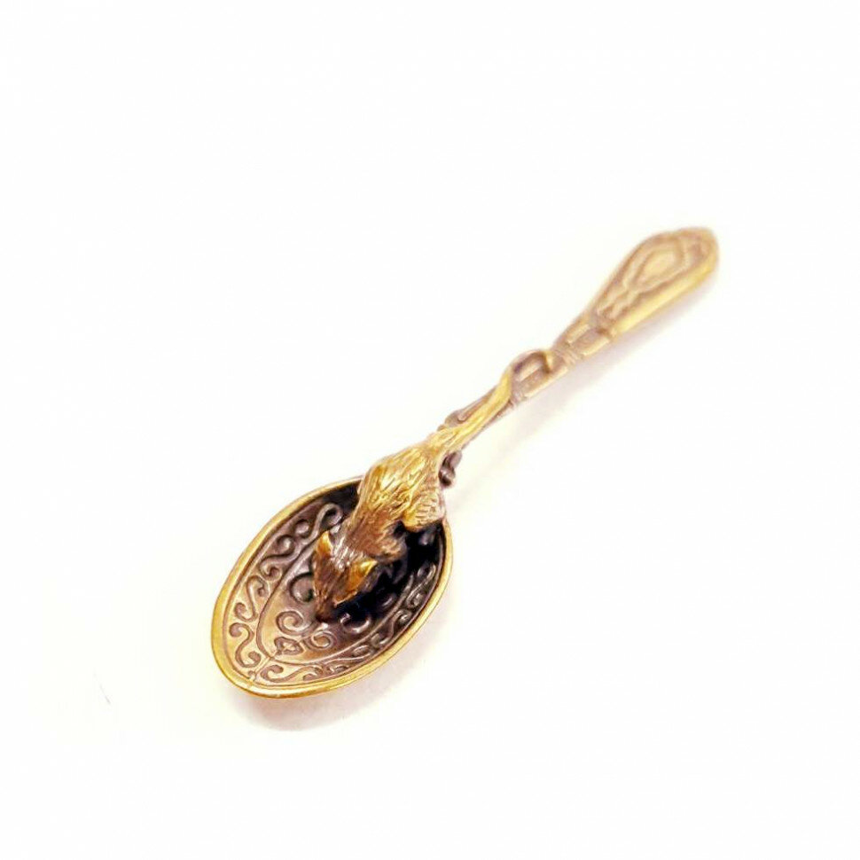 Кошельковый сувенир на удачу "Мышка в ложке" (4,5 см)