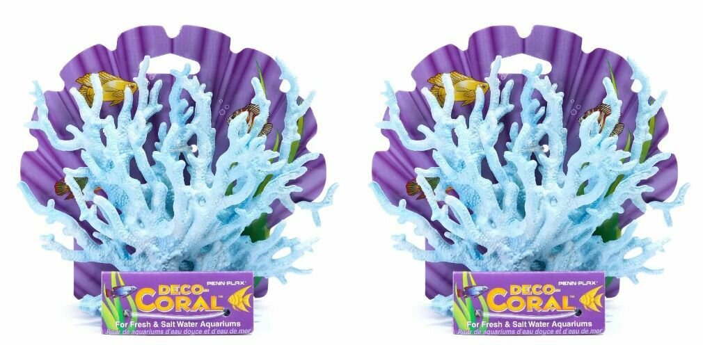 Fauna International Декорация для аквариума Коралл, голубой/белый, 18 см. 2 шт.