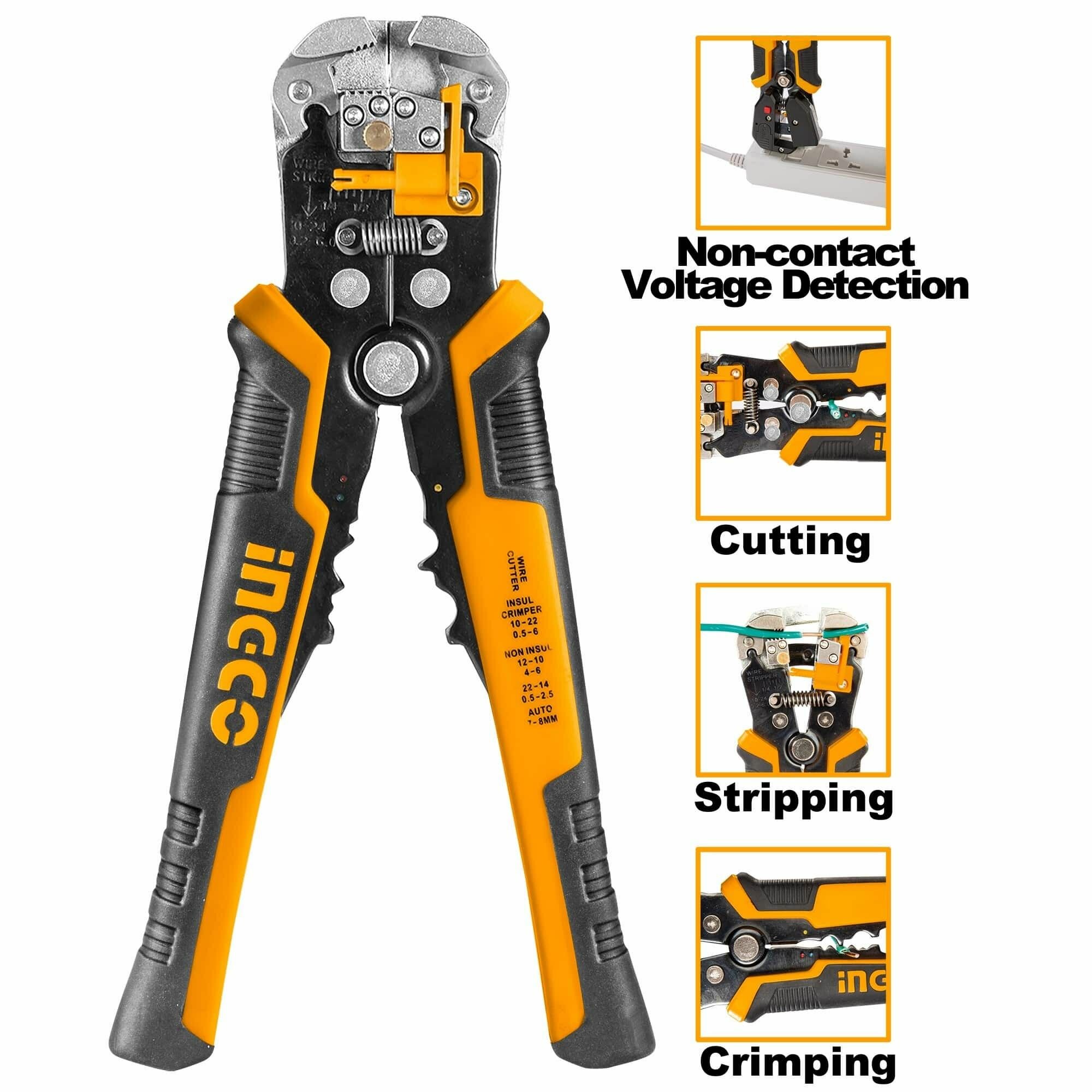 Автоматический многофункциональный стриппер с бесконтактным детектором напряжения INGCO HWSP102429