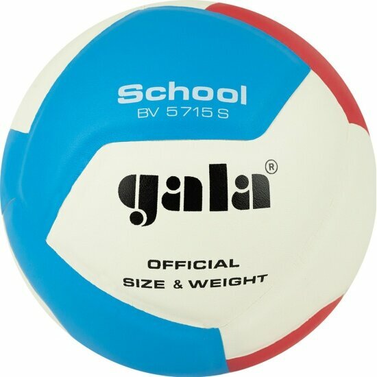 Мяч волейбольный Gala School 12, BV5715S, р. 5, син. кожа ПУ, под. сл. пена, клеен, бут. кам, бел-крас--гол