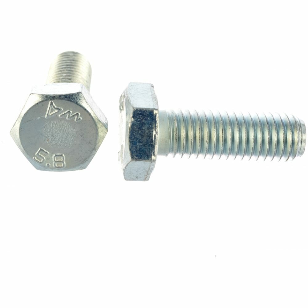 Болт шестигранный крепеж с полной резьбой, сталь цинкованная, стандарт DIN 933, правая резьба, класс прочности высокий