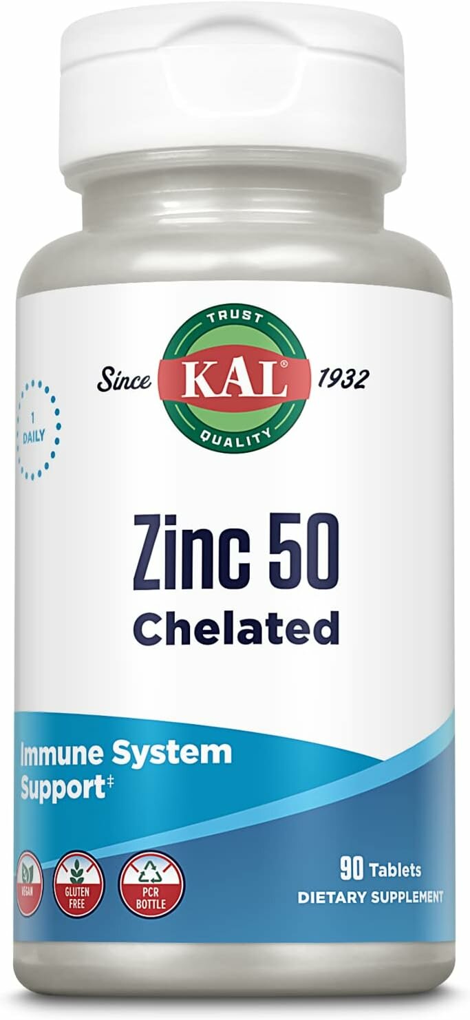KAL Zinc 50 Chelated 90 tablets (хелатный цинк)