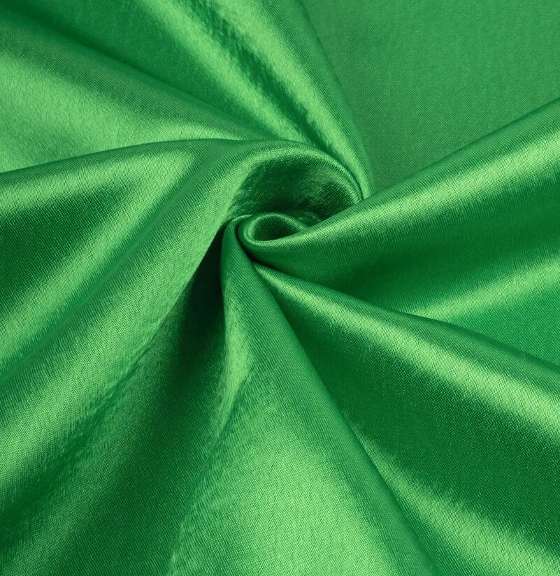 Ткань креп-сатин. Цвет зеленая трава. Готовый отрез 7*1,5м