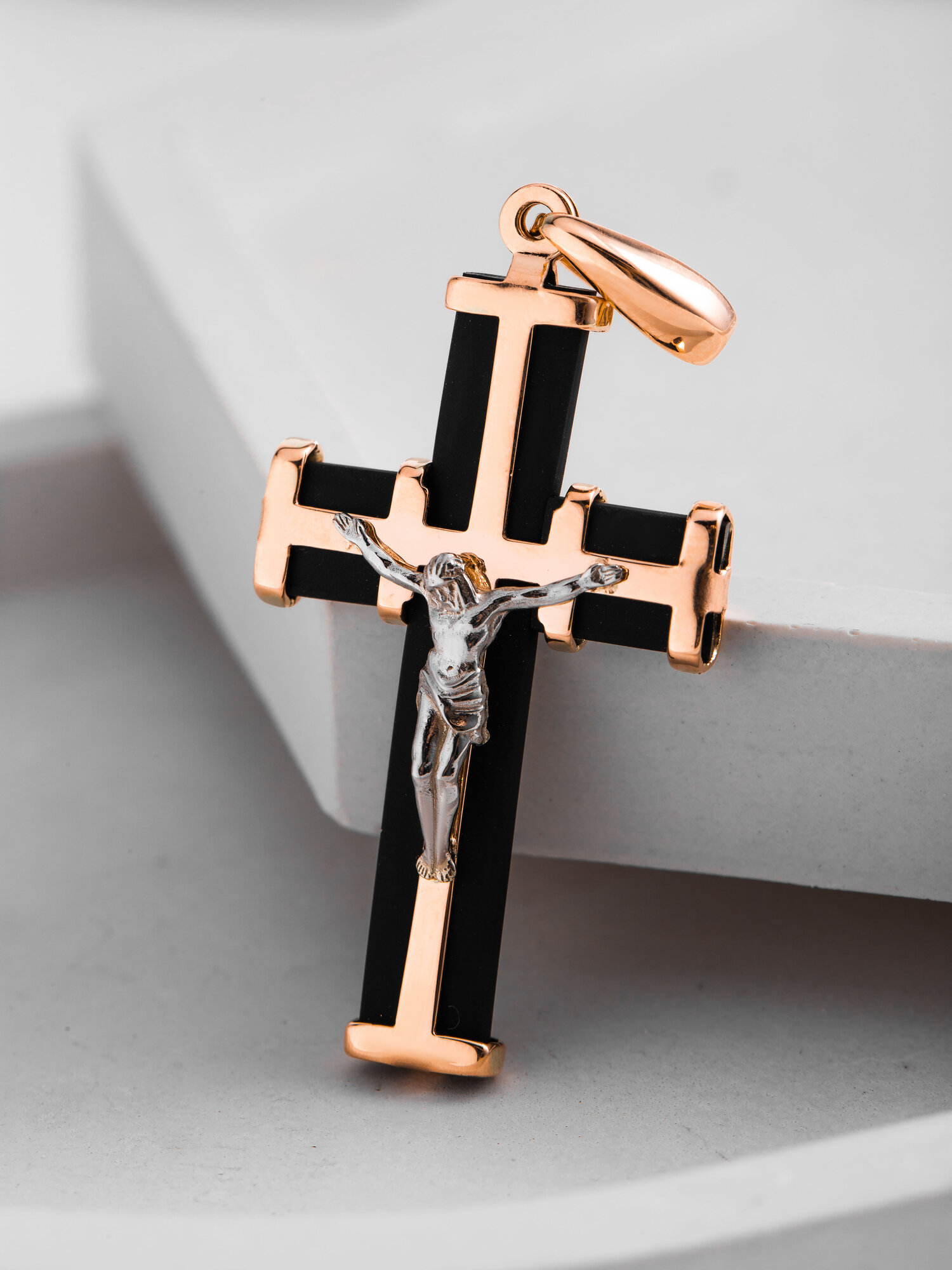 Крестик, красное золото, 585 проба