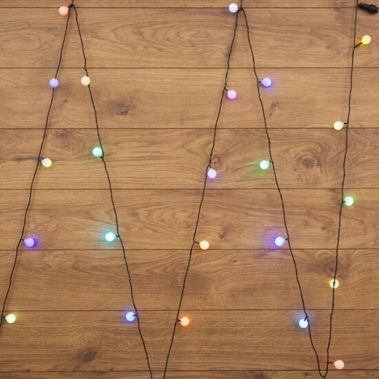 Светодиодная гирлянда Neon-night Мультишарики 5 м, диаметр 25 мм, 25 светодиодов, эффект смены цветов RGB, темно-зелёный провод