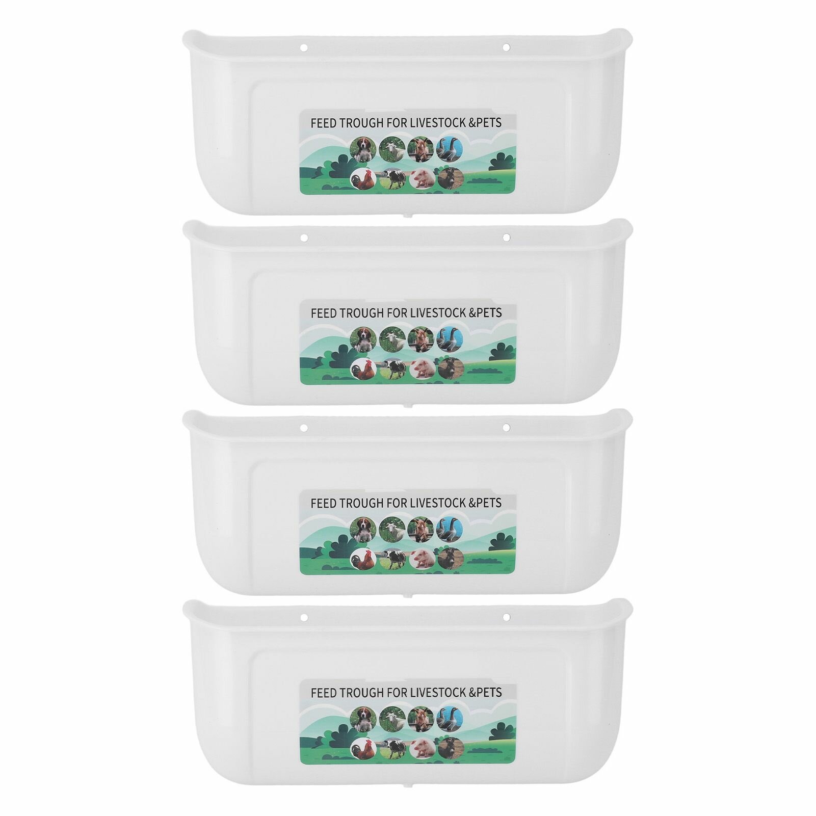 Большая подвесная кормушка с зажимами для птицы и мелкого скота белая