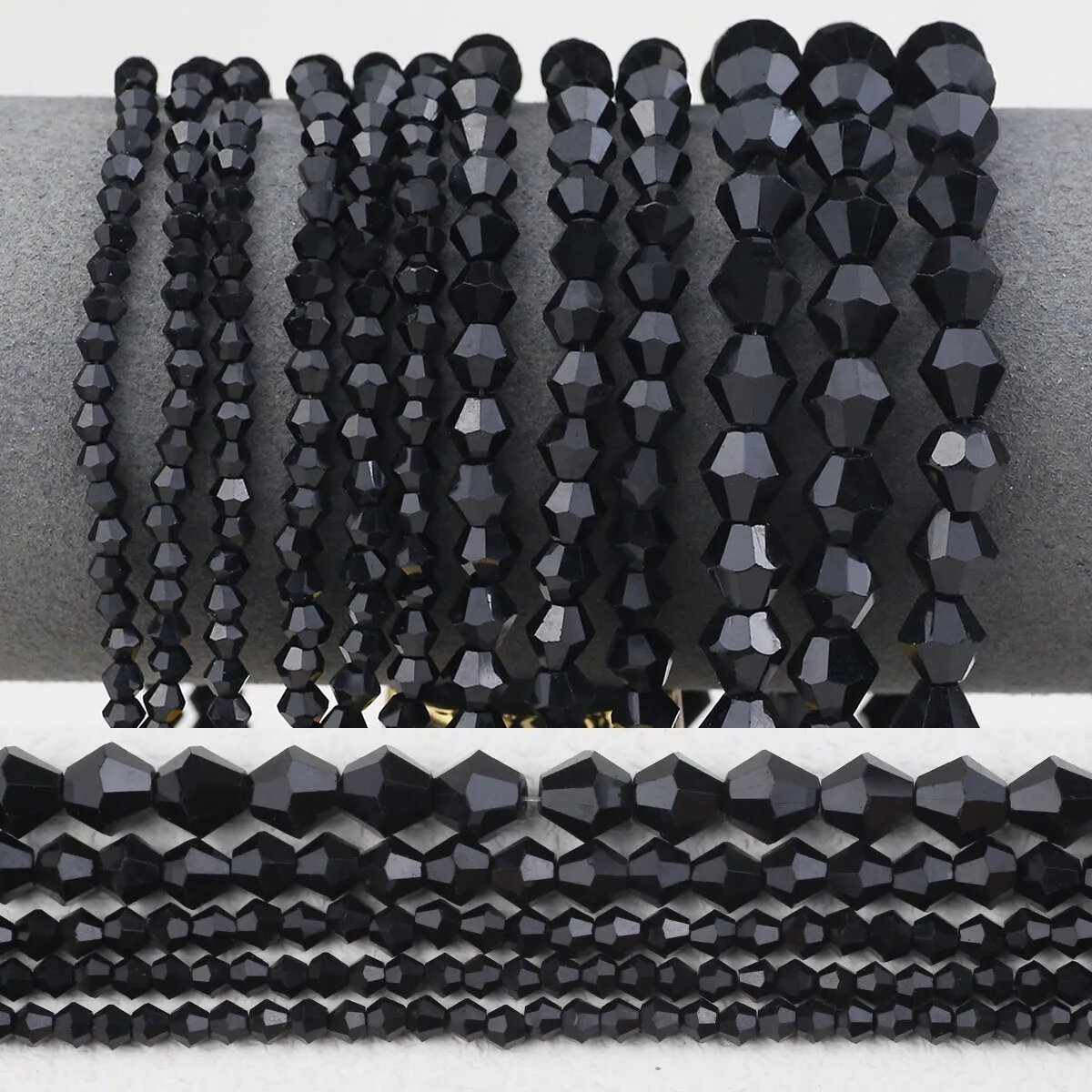 JHNBY черные биконусы австрийские кристаллы бусины 3/4/6/8 мм 6MM 50pcs