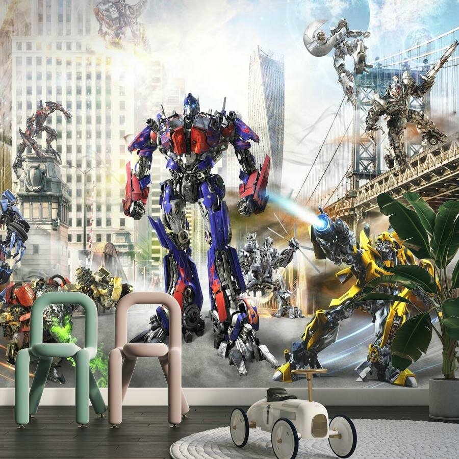 Фотообои Трансформеры 12-1305-M-Холст 270 x 300 см (ВхШ) Бесшовные, флизелиновые, влагостойкие обои MasterFresok