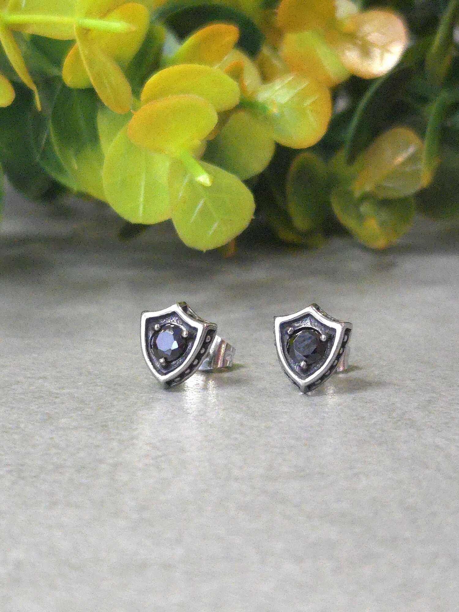 Серьги пусеты, фианит