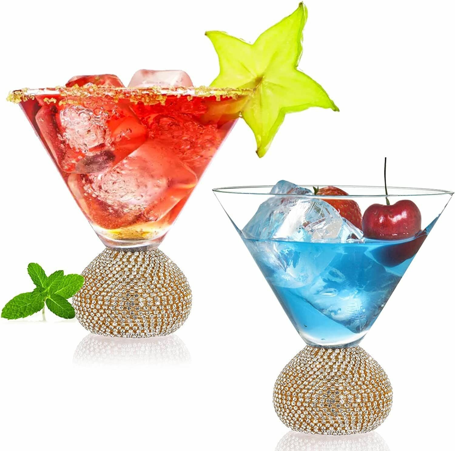 Бокал для коктейлей с золотым бриллиантом и основанием из хрустального шара, идеальные барные аксессуары для Маргариты, Манхэттена, Космоса, смешанных напитков и десертов-