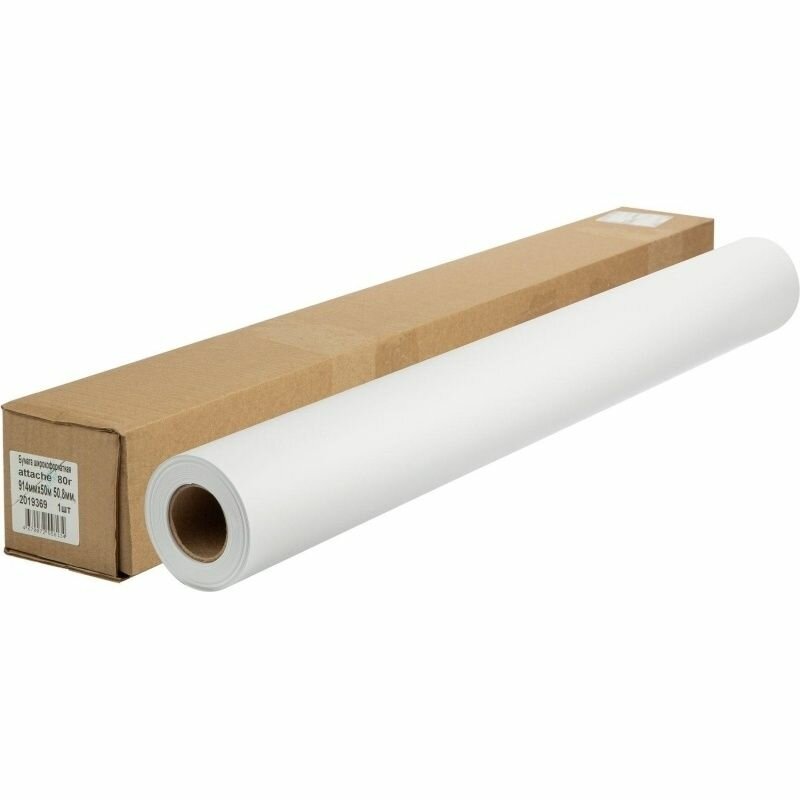 Бумага для печати Attache широкоформатная, 80 г, 914 мм, 50 м, 50,8 мм
