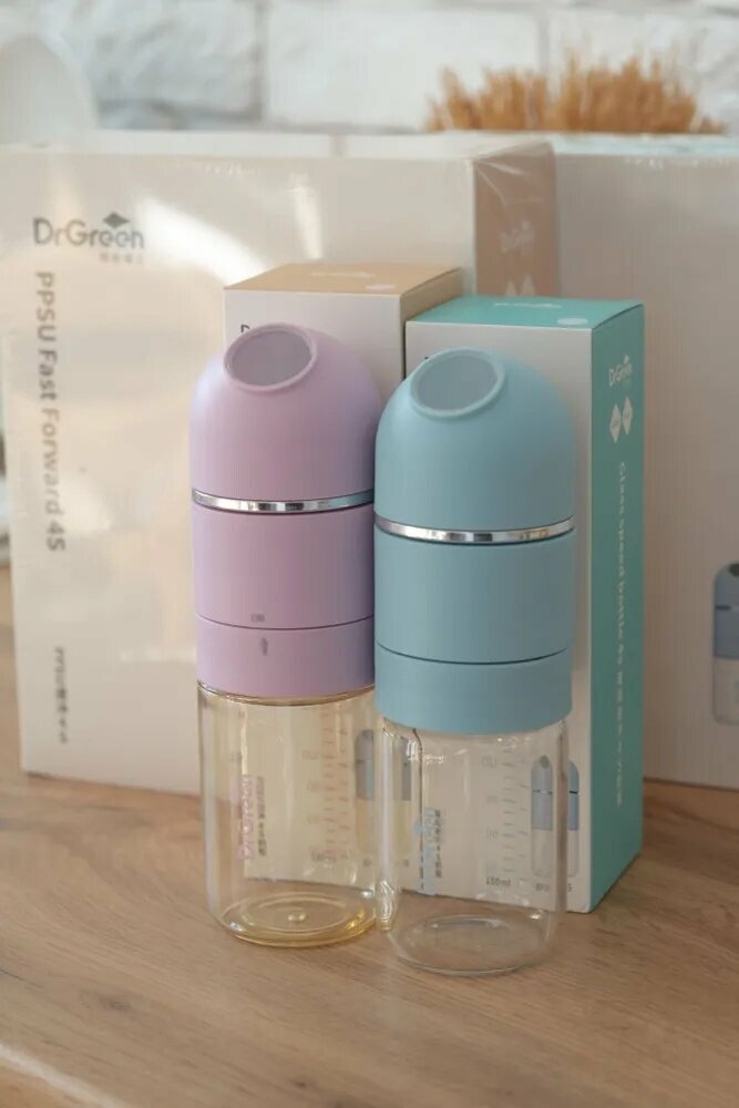 Стеклянная бутылочка с отсеком для смеси 150мл 0+/Бутылочка для новорожденных