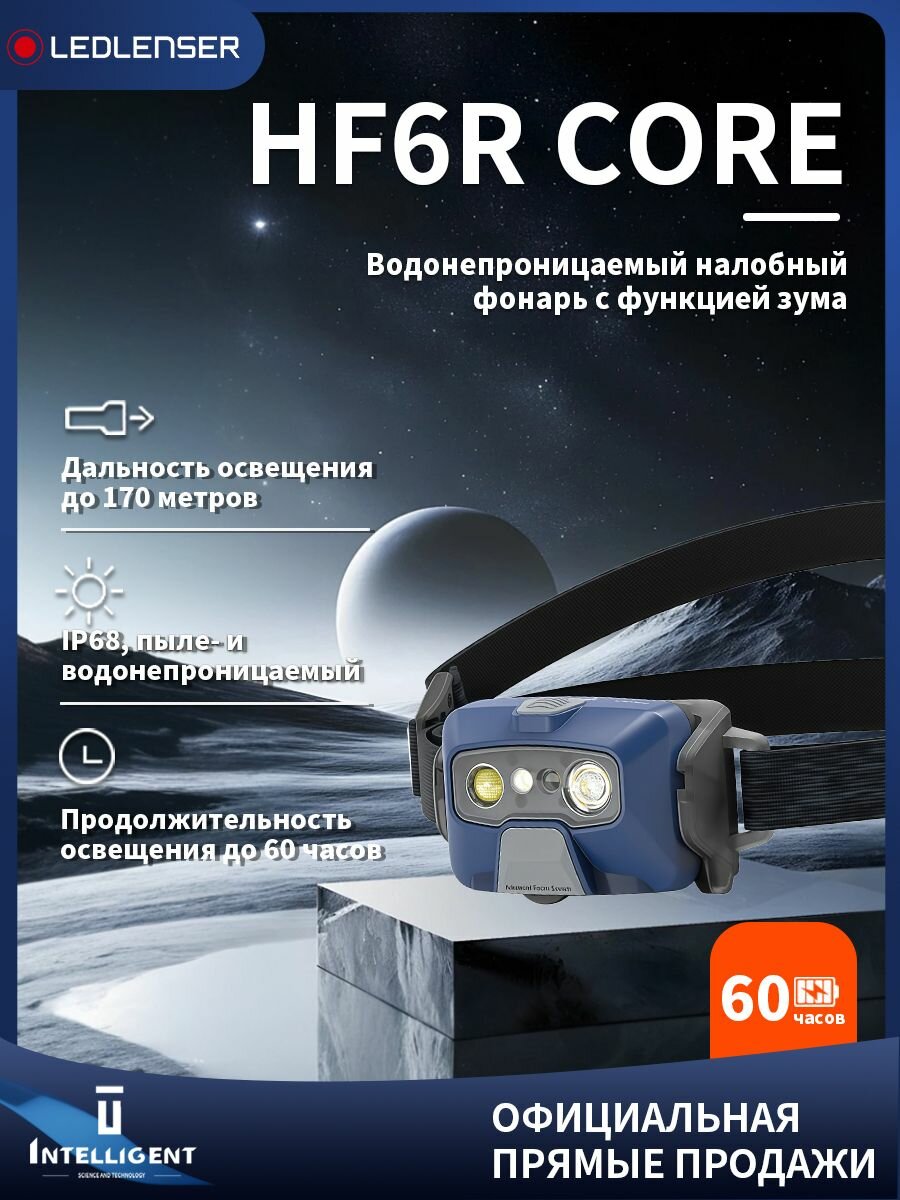 LED Lenser HF6R Core, с функцией зума, водонепроницаемой конструкцией и увеличенным сроком службы батареи