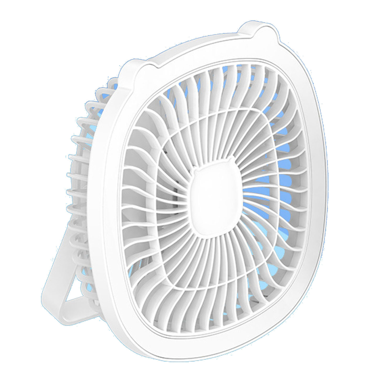 Настольный вентилятор Многоскоростной регулируемый USB перезаряжаемый настольный вентилятор Портативный ручной настольный вентилятор с подсветкой для офиса Общежитие Спальня Белый