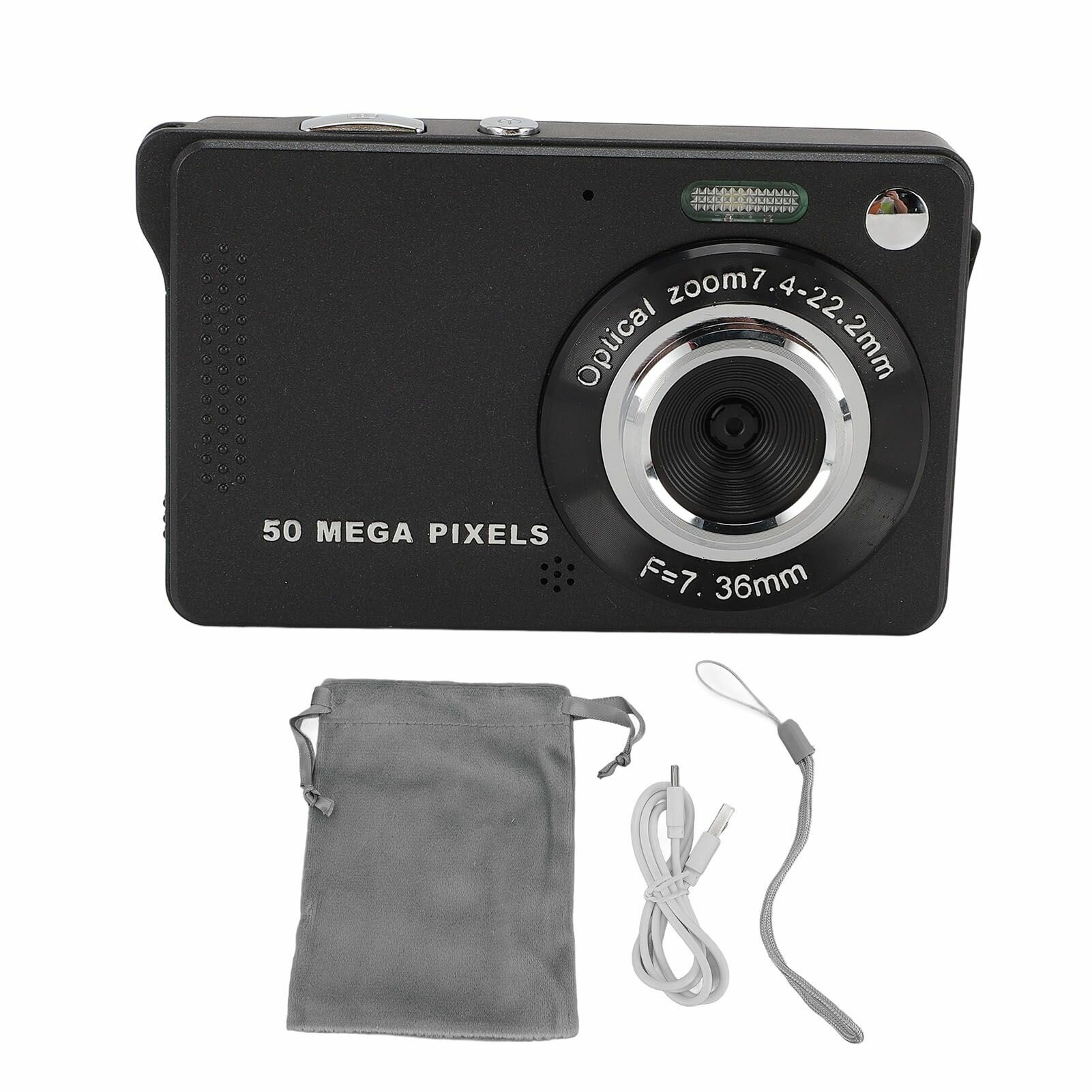 Цифровая камера для подростков 50 МП, видео 1080P HD, 2,8-дюймовый TFT-экран, 16-кратный зум, автофокус, компактная карманная камера со светодиодной вспышкой для фотосъемки в путешествиях, черная