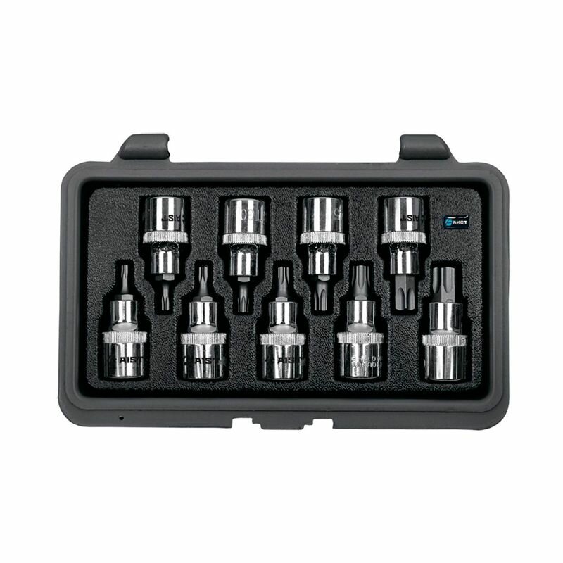 Набор головок-битов (вставок) звездочек TORX (торкс T20-T60) 1/2" дюйма 9 пр. AIST 409809T звезд 6-ти лучевых