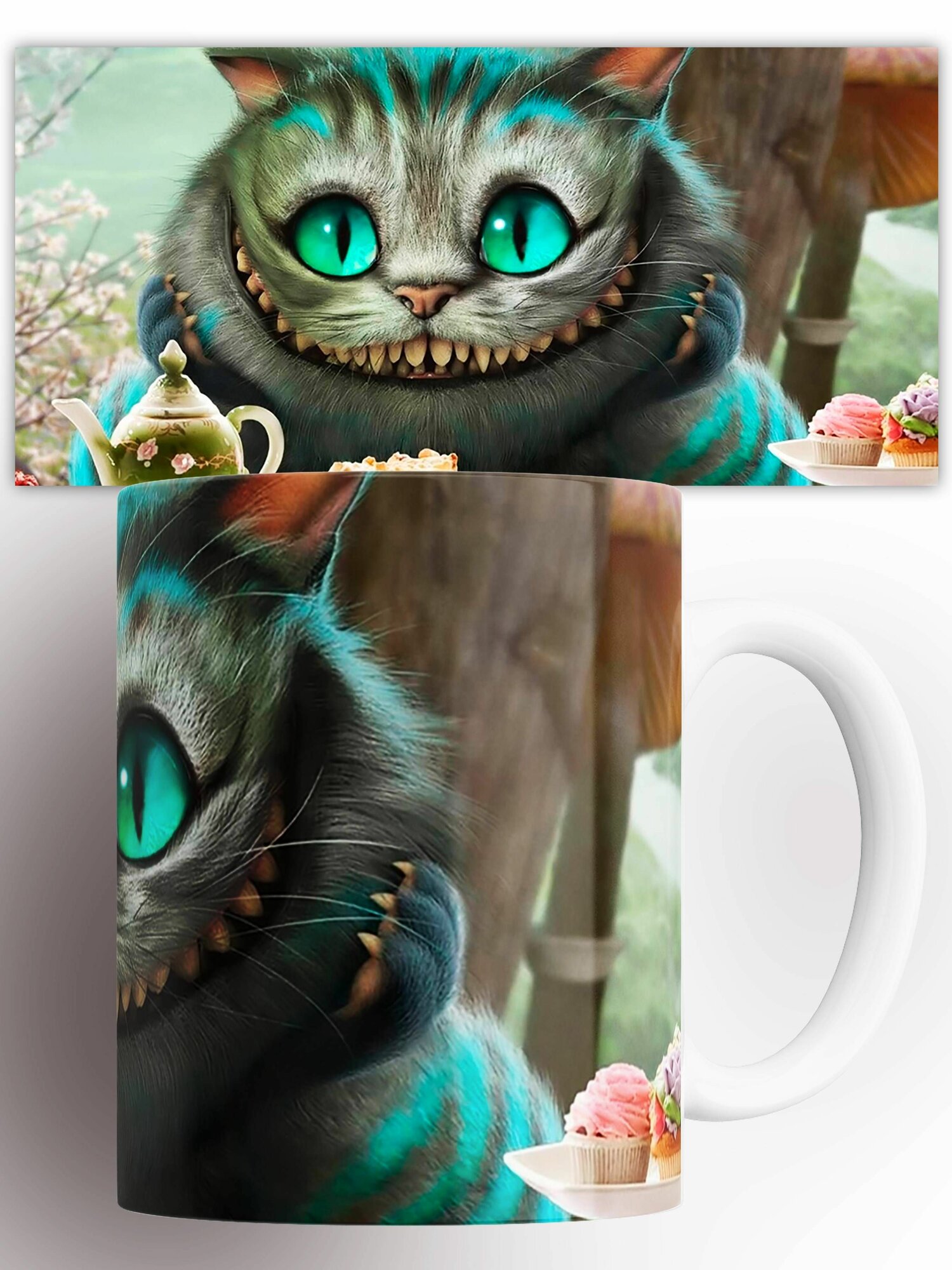 Кружка Чеширский кот Cheshire Cat Алиса в стране чудес фильм принт 330 мл
