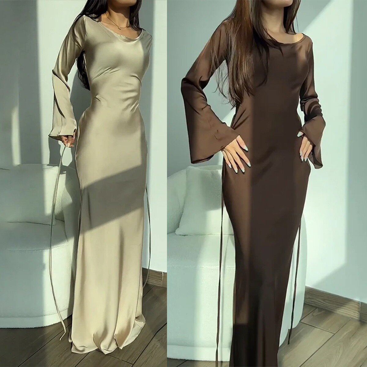 Платье , размер 48, коричневый — фото 1