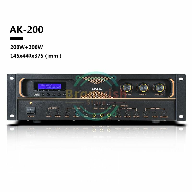 Aудио усилитель звука для колонок, блютуз,2 канала усилитель звука,250 Вт+250 Вт, Защита от воя