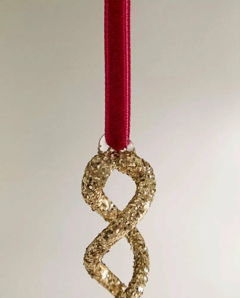 KNOW EASY-ZARA HOME Макушка для елки 20 см ZARA HOME GOLD GLITTER SPIRAL ORNAMENT / Золотая спираль с блёстками новогоднее украшение для ёлки 1 шт.