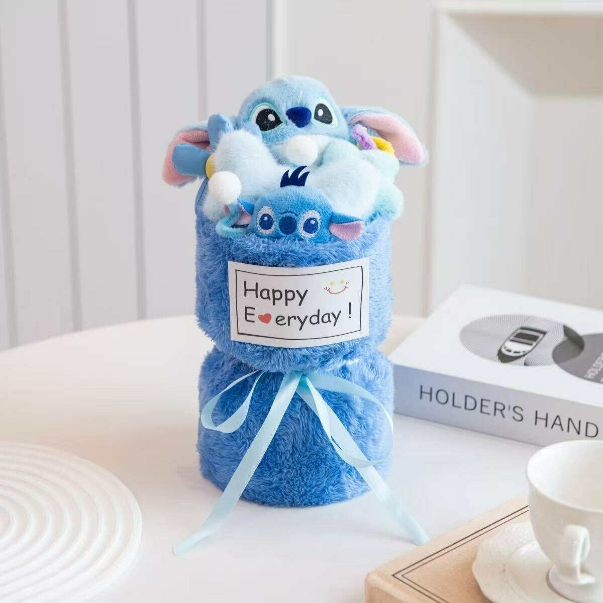 Мягкий букет из игрушек, Стич (Stitch) , синего цвета, 30 см