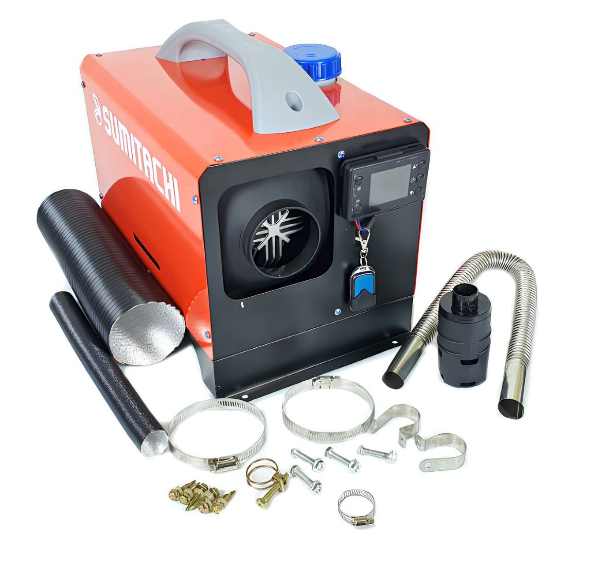 Автономный воздушный отопитель (переносной) 5kW/12V, 1 выход, корпус металл, дизель, красный