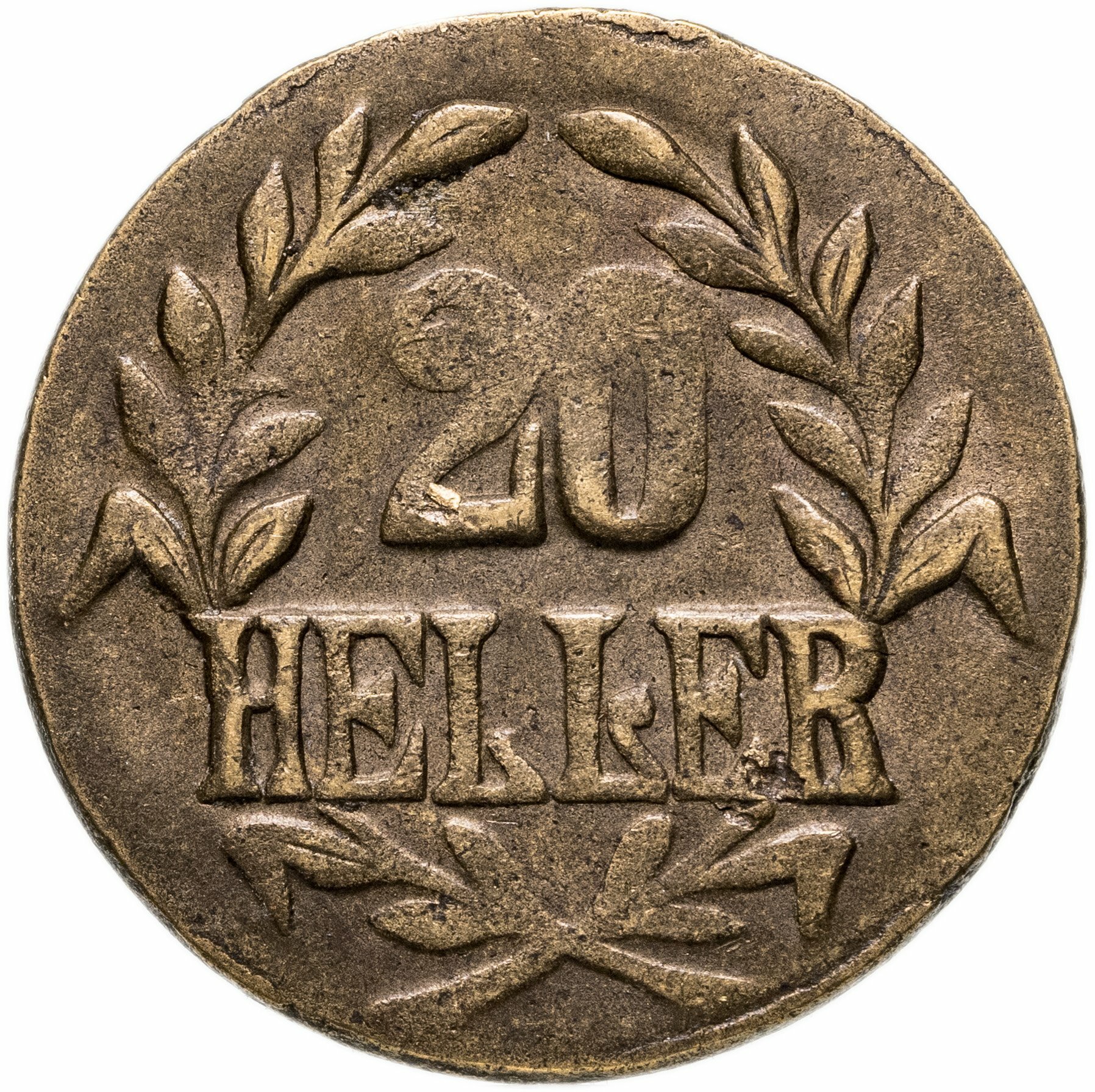 Германская Восточная Африка 20 геллеров heller 1916, Латунь, в сохранности VF