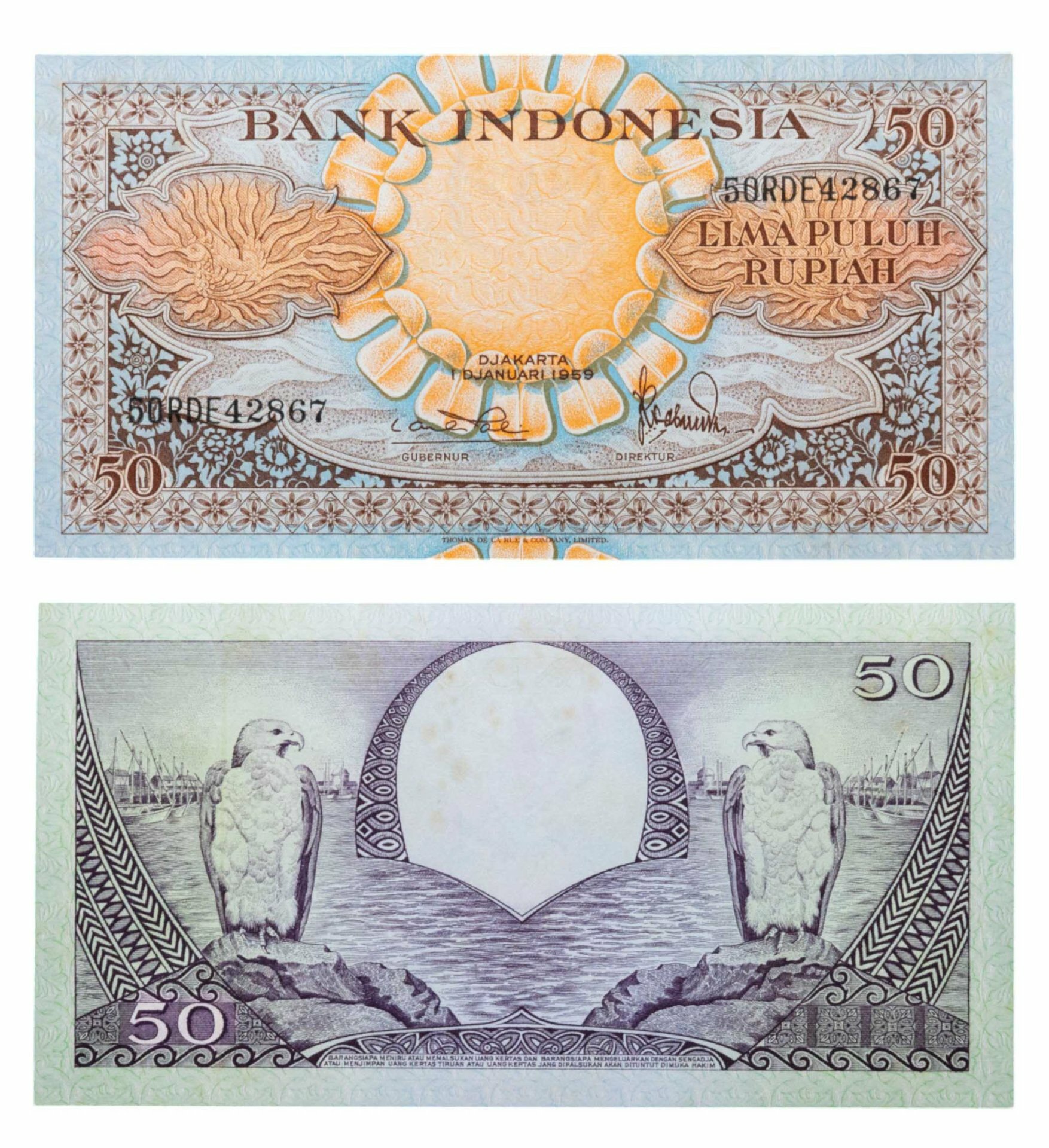 Индонезия 50 рупий 1959 год Pick 68