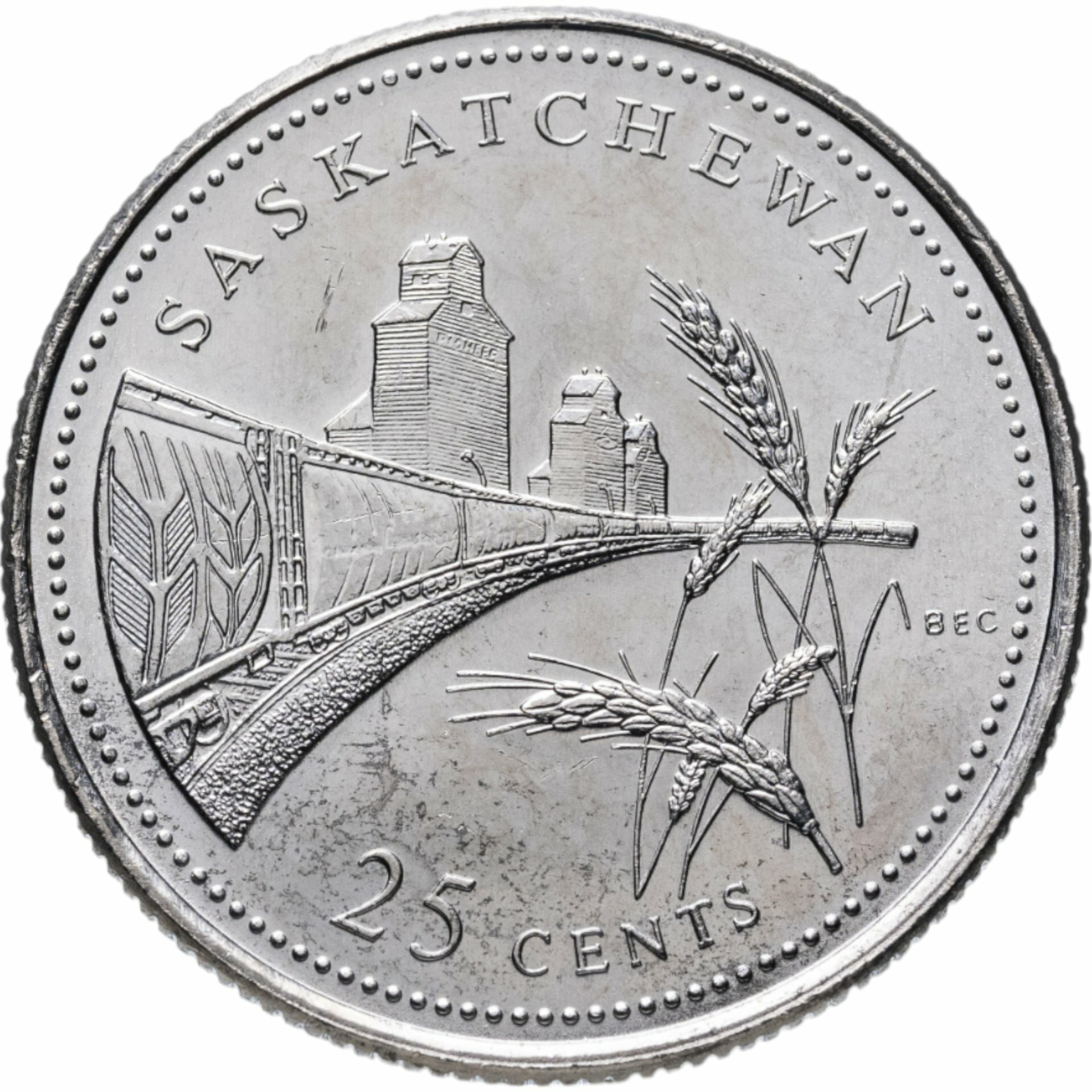 Канада 25 центов cents 1992 "125 лет Конфедерации Канада - Саскачеван", Никель, в сохранности UNC