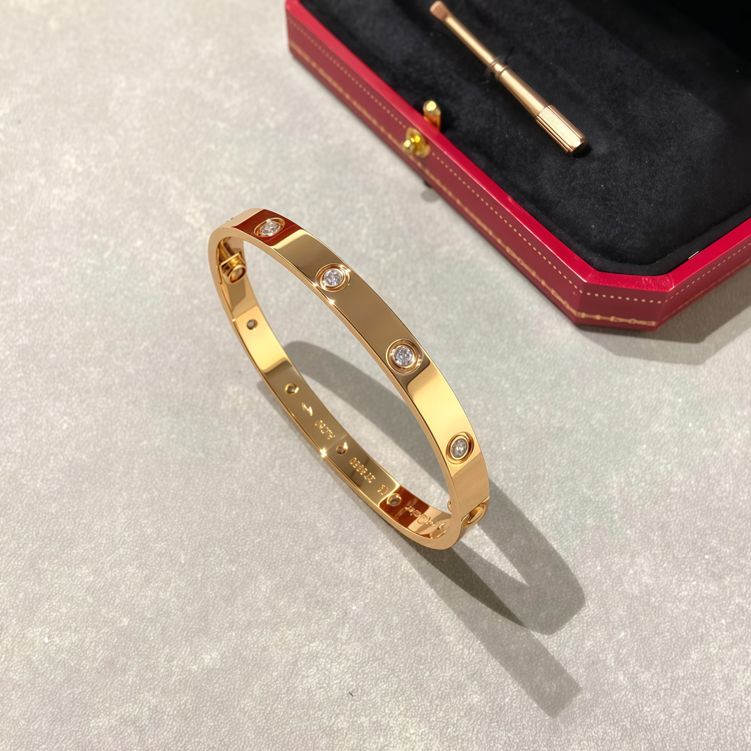 [Подержанные 99 новых] Парные браслеты Cartier для мужчин и женщин, серия Love, розовое золото 18 карат, золотые браслеты, классические мужские и женские украшения, украшения для обручальных колец,