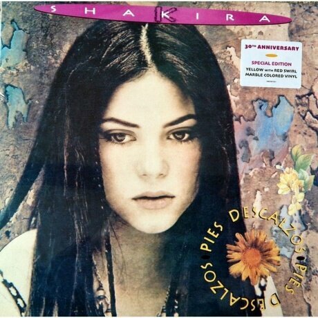 Shakira - Pies Descalzos (30Th Anniversary) (Vibrant Yellow W/ Red Swirl Marble) (0198029678512) виниловая пластинка
