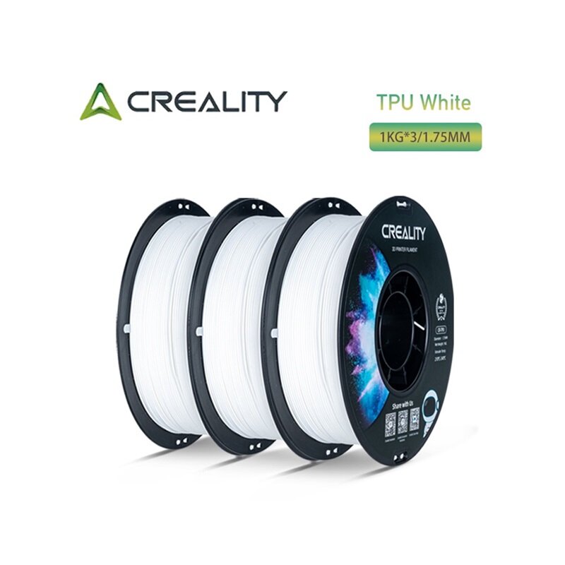 Филамент CREALITY TPU 1.75мм 3кг белое — твердость 95A по Шору, упругой, оригинал
