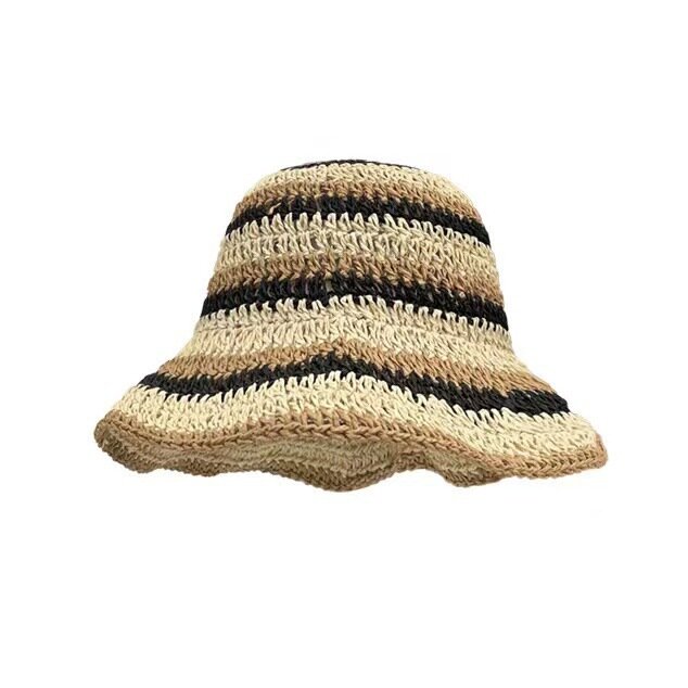 Корейский стиль, радужная полосатая пасторальная соломенная шляпа для женщин весной и летом, путешествия, защита от солнца, пляжная рыбацкая шляпа, шляпа-тазик, полая