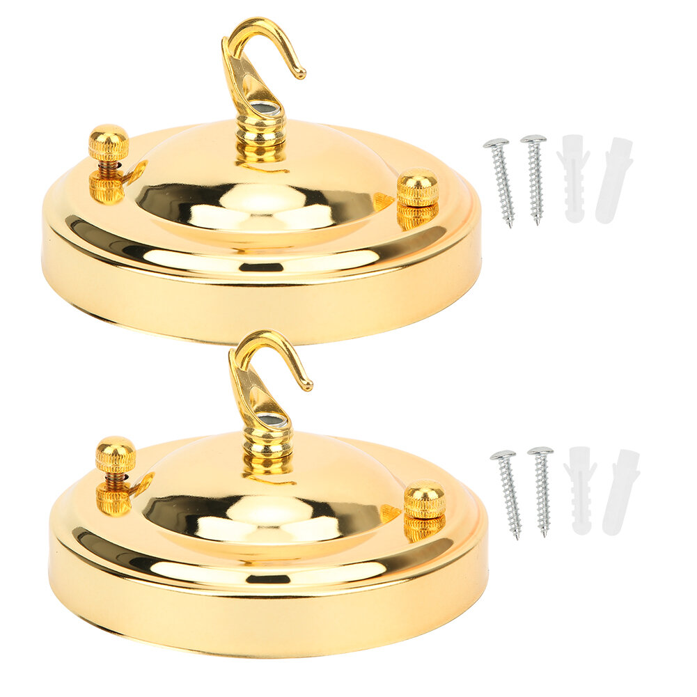 2PCS Iron Chandelier Hanging Plate Hook Ceiling Light Canopy Decoration DIY Fitting AccessoryGold