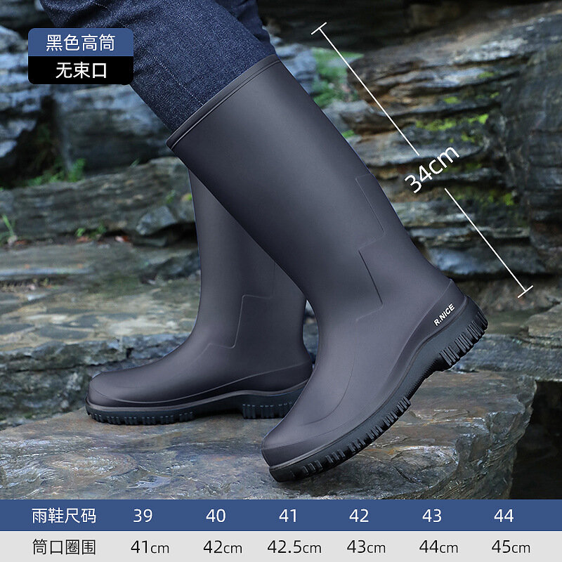 Мужские резиновые сапоги Bemei, высокие водонепроницаемые ботинки, нескользящие рыболовные бахилы, водонепроницаемые сапоги с флисовой подкладкой, хлопковые чехлы, силиконовые сапоги, мужские резиновые сапоги