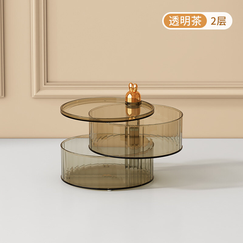 Домашняя прозрачная вращающаяся коробка для конфет, настольная коробка для хранения резинок для волос, легкая роскошь, высококачественная коробка для конфет и закусок, двухслойная фруктовая тарелка