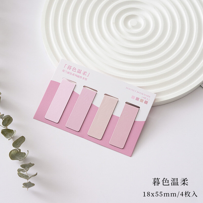 Ранние магнитные закладки из пены, серия цветов Моранди, однотонные закладки, маркеры для чтения, мягкие магнитные закладки, 4 стиля