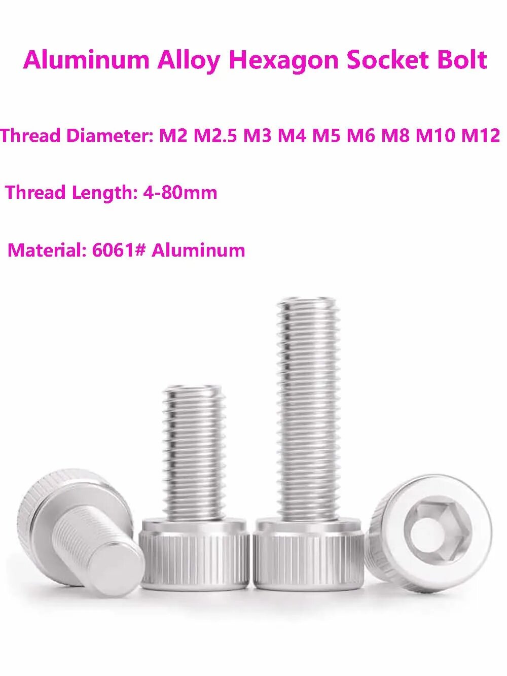 Шестигранные болты с чашечной головкой из алюминия M2-M12 M5x10 10pcs