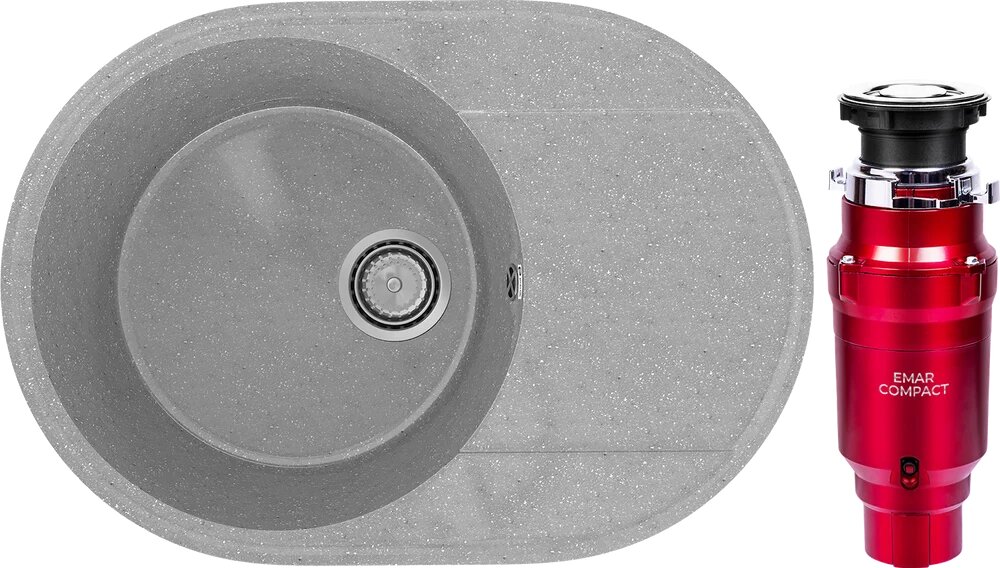 Комплект Мойка Practik PR-M 610-003, светло-серая / Измельчитель Emar