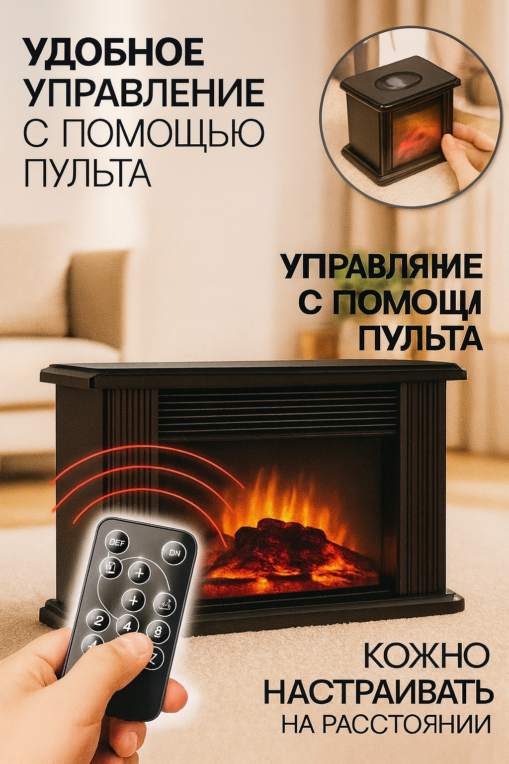 Тепловентилятор с эффектом камина, обогреватель настольный, напольный, нагреватель портативный,