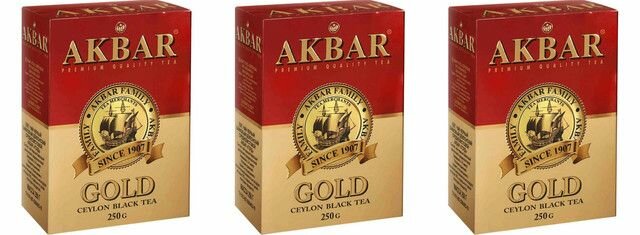 Akbar Чай черный, золотой листовой, 250 г, 3 шт