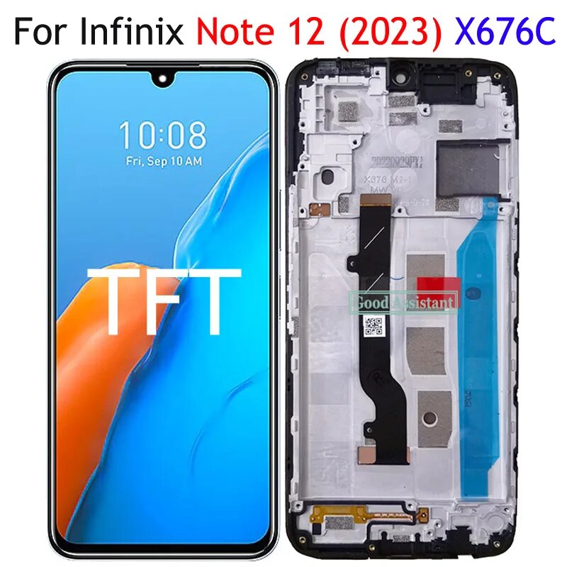 Amoled TFT 6,7 дюймов для Infinix Note 12 Pro 4G X676B/Note 12 2023 X676C ЖК-дисплей с цифровым преобразователем сенсорного экрана в сборе/рамка