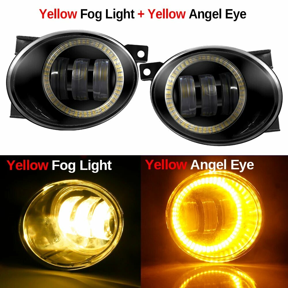 2 светодиодных противотуманных фонаря с Angel Eye DRL 9006 Автомобильные противотуманные фары дальнего света для Volkswagen VW Golf Jetta 6 Tiguan 5N Touran Beetle EOS Caddy Yellow and Yellow