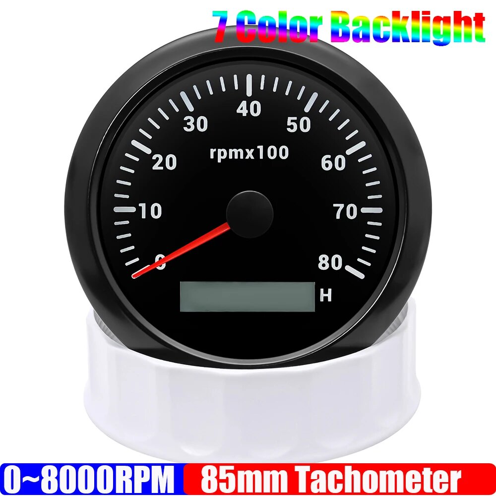 Тахометр 85 мм, 0-8000 об/мин, 7-цветная подсветка