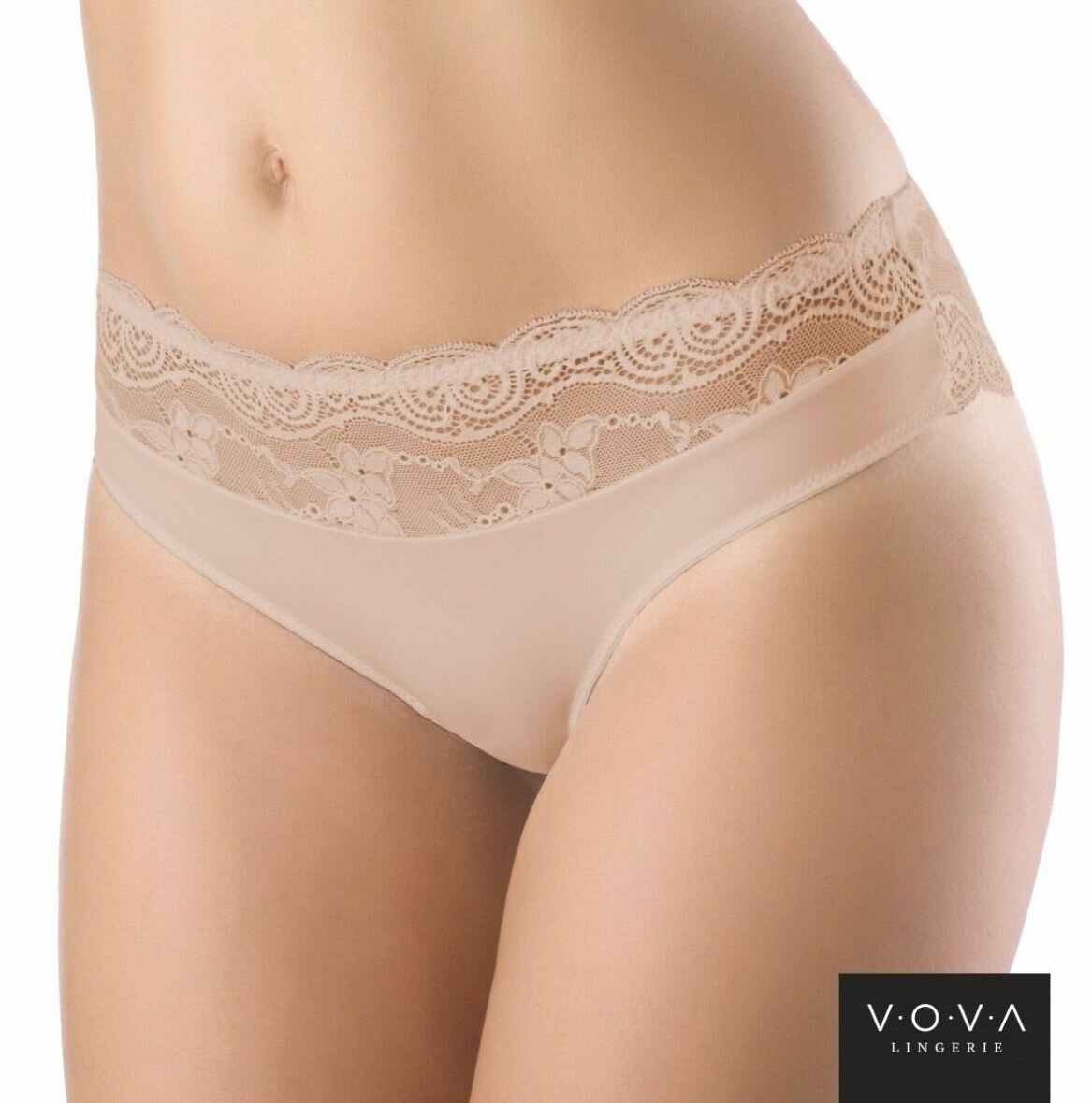 Трусики-танга Snejanna, размер 36/42, цвет кофейный, кружево и хлопок