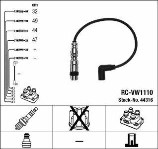 Провода высоковольтные для VAG 1.2 TSI, производитель RC-VW1110, обеспечивают надежное зажигание