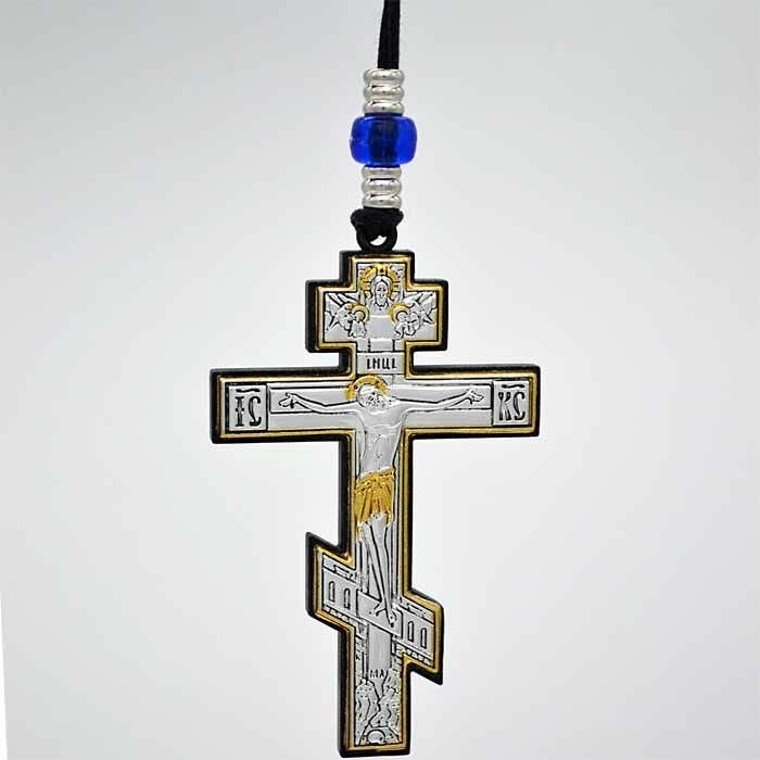 Крест Распятие Иисуса Христа. Подвесная автомобильная икона.