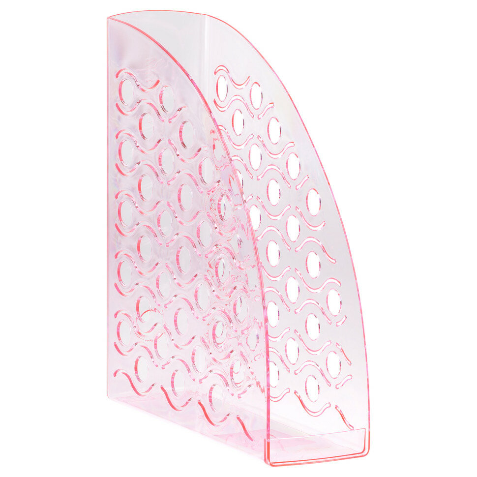 Лоток для бумаг вертикальный СТАММ "Вега", тонированный неоновый розовый, ширина 90мм, 351507